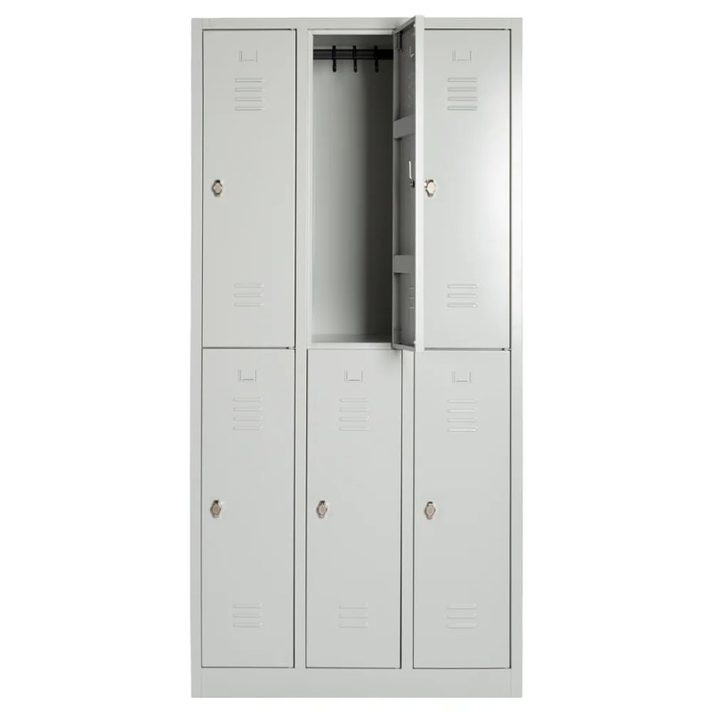 Spind 6 Fächer Umkleideschrank Fächerschrank Grau/Blau